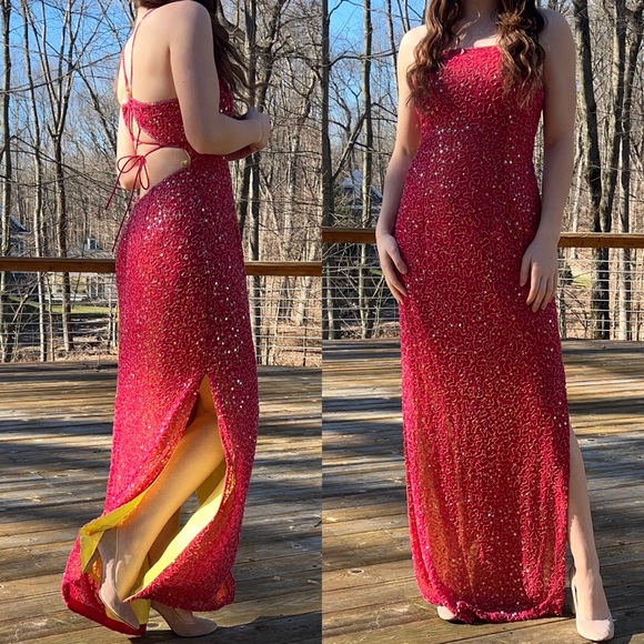 American Vintage | Dresses | Beaded Sean Mehta Pink Pink Prom Dress ...